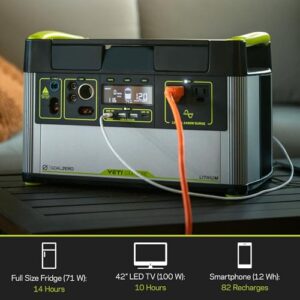 Goal Zero Yeti 1000 Core Portable Power Station, 1,000 W, Solar-Powered Generator (Solar Panel Not Included), USB-A/USB-C Ports and AC Outlets, Power for Camping (Yeti 1000 Core + Boulder 200BC)