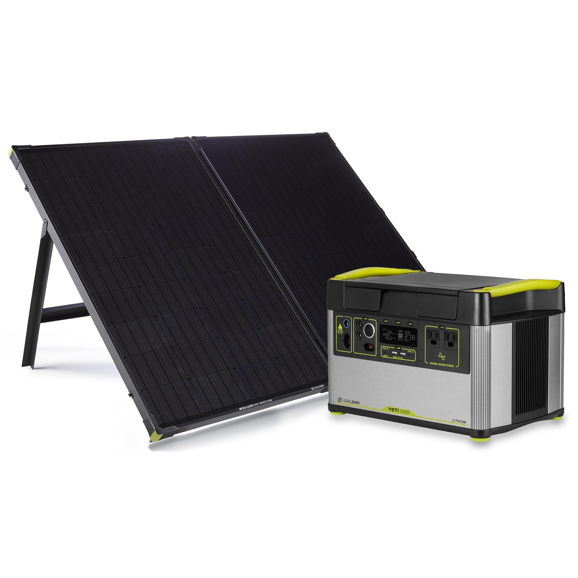 Goal Zero Yeti Portable Power Station - Yeti 1500X w/ 1,516 Watt Hours Battery Capacity, USB Ports & AC Inverter - Includes Boulder 200 Briefcase Solar Panel, For Camping, Outdoor, Off-Grid & Home Use