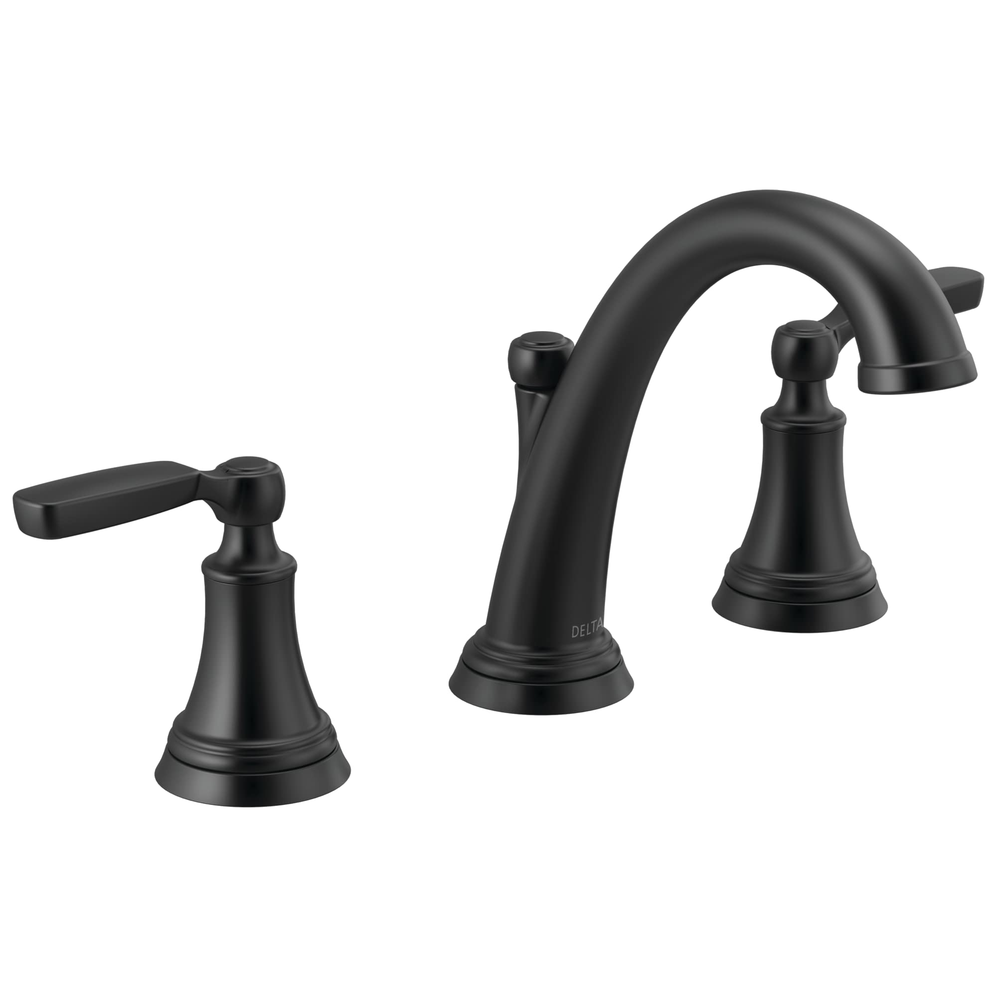 Delta Faucet Woodhurst Widespread Bathroom Faucet Black, Matte Black Bathroom Faucet 3 Hole, Bathroom Sink Faucet, Metal Drain Assembly, Matte Black 3532LF-BL