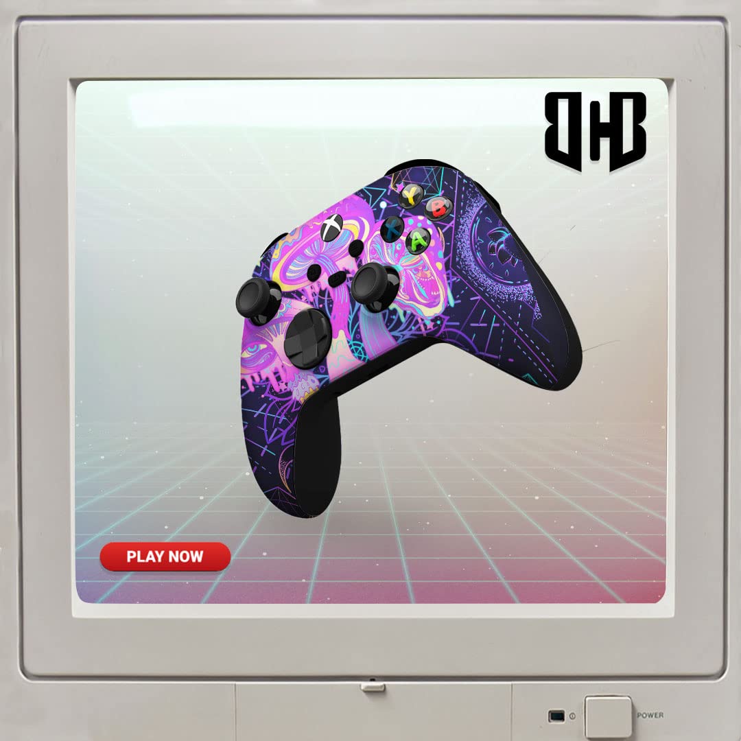 Psychedelic Mushrooms Customised Wireless Controller for Xbox by BCB. Original Xbox Controller Compatible with Xbox One / Series X & S Console. Customized with Water Transfer Printing (Not a Skin)