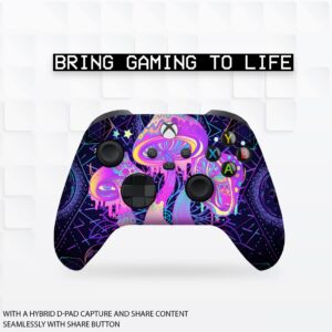 Psychedelic Mushrooms Customised Wireless Controller for Xbox by BCB. Original Xbox Controller Compatible with Xbox One / Series X & S Console. Customized with Water Transfer Printing (Not a Skin)