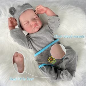 FOCKOF Realistic Reborn Baby Dolls Boy-17-Inch Lifelike Newborn Vinyl Full Body Real Baby Doll Gift for Kids Age 3 +