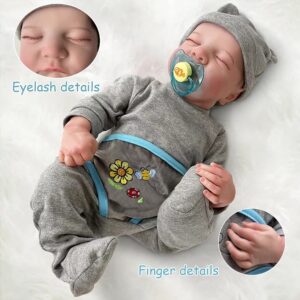 FOCKOF Realistic Reborn Baby Dolls Boy-17-Inch Lifelike Newborn Vinyl Full Body Real Baby Doll Gift for Kids Age 3 +