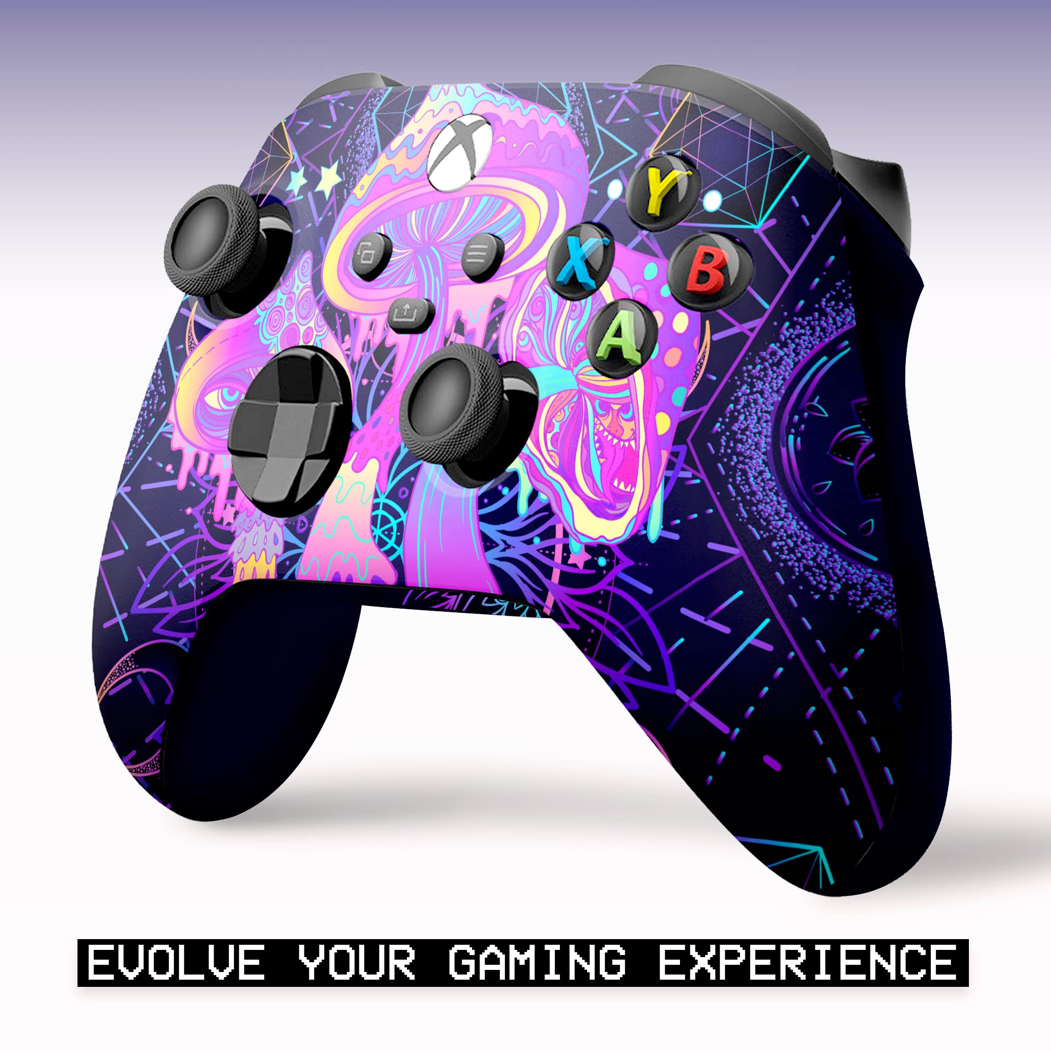 Psychedelic Mushrooms Customised Wireless Controller for Xbox by BCB. Original Xbox Controller Compatible with Xbox One / Series X & S Console. Customized with Water Transfer Printing (Not a Skin)