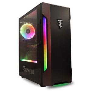 viprtech plus gaming pc desktop computer - intel core i7 (8-core), amd radeon r7 250 2gb, 8gb ram, 500gb hdd, wifi, rgb lighting, 1 year warranty, usa built