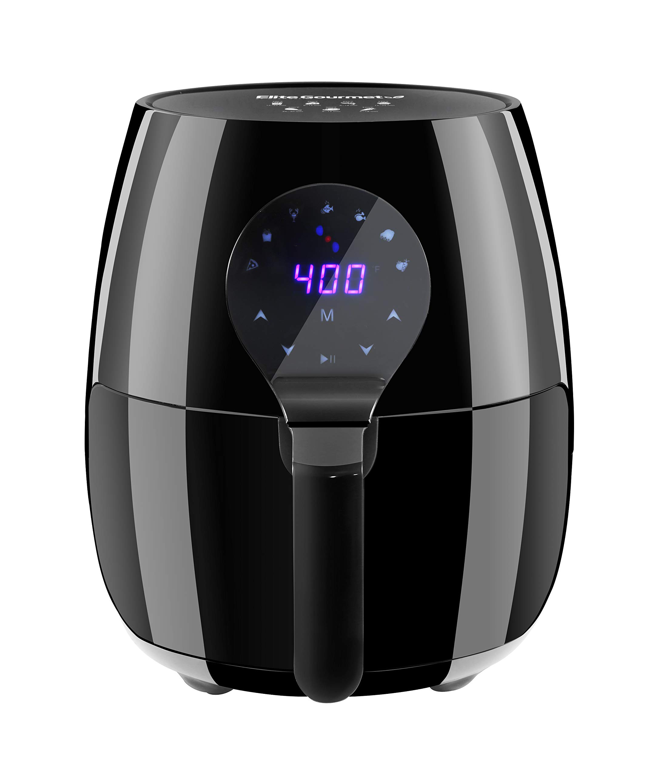 Elite Gourmet EAF5317D# Digital 5.3Qt Hot Air Fryer 7 Menu Functions 1350W Oil-Less Healthy Cooker, Timer & Temperature Controls, Black