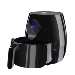 Elite Gourmet EAF5317D# Digital 5.3Qt Hot Air Fryer 7 Menu Functions 1350W Oil-Less Healthy Cooker, Timer & Temperature Controls, Black