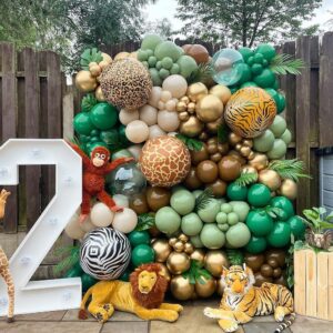 safari balloon arch garland jungle theme wild one animal printed foil baby shower birthday party decoration tiger leopard zebra pattern helium