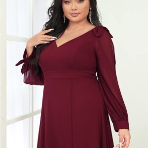 Ever-Pretty Women's Plus Size Long Side Slit Evening Party Dress Formal Dress Burgundy US20