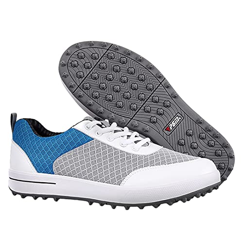 ZHENSI Women's Golf Shoes Spikeless Mesh Sneakers Lightweight Breathable Ladies Summer Golf Trainers,Blue,7.5