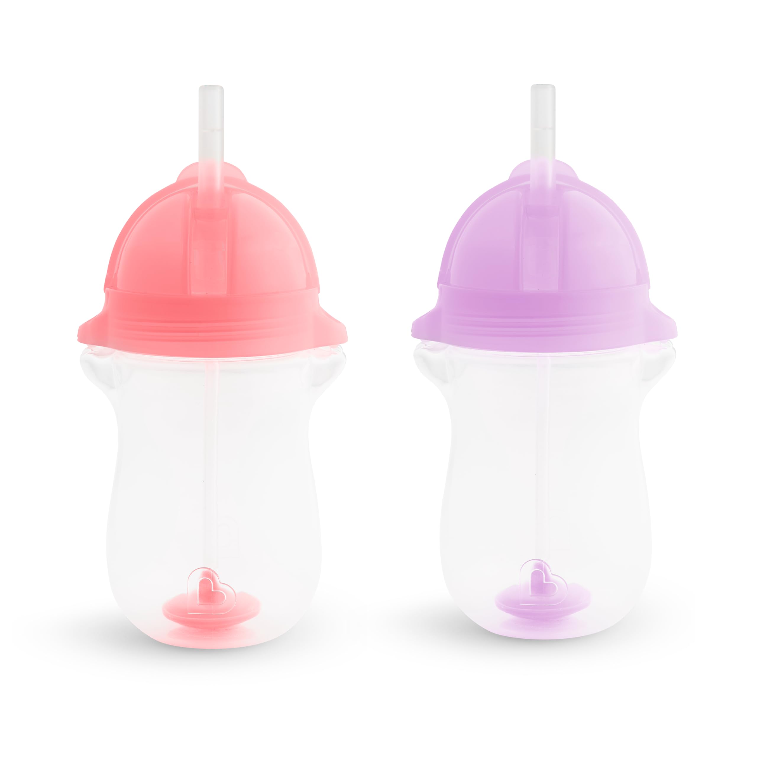 Munchkin® Any Angle™ Weighted Toddler Straw Cup with Click Lock™ Lid, 10 Ounce, 2 Pack, Pink/Purple