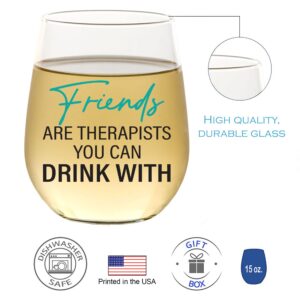 Funny Wine Glass for Women Men | Funny Christmas Birthday Drinking Glasses for Best Friend BFF | Cute Stemless Wine Glass | Unique Inappropriate Adult Humor Gift for Wine Lovers | Wine Gifts for Women