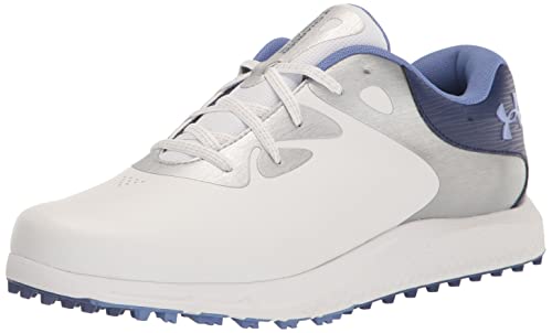 Under Armour Women's Charged Breathe 2 Spikeless Cleat, (100) White/Metallic Silver/Baja Blue, 8, US