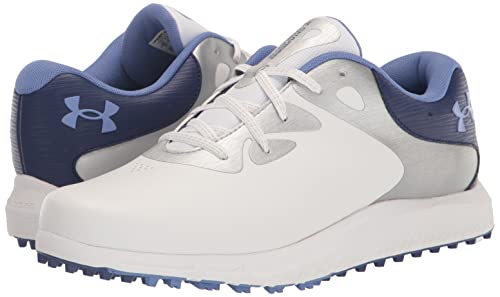 Under Armour Women's Charged Breathe 2 Spikeless Cleat, (100) White/Metallic Silver/Baja Blue, 8, US