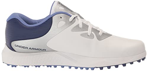 Under Armour Women's Charged Breathe 2 Spikeless Cleat, (100) White/Metallic Silver/Baja Blue, 8, US