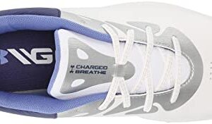 Under Armour Women's Charged Breathe 2 Spikeless Cleat, (100) White/Metallic Silver/Baja Blue, 8, US