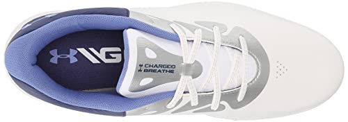 Under Armour Women's Charged Breathe 2 Spikeless Cleat, (100) White/Metallic Silver/Baja Blue, 8, US