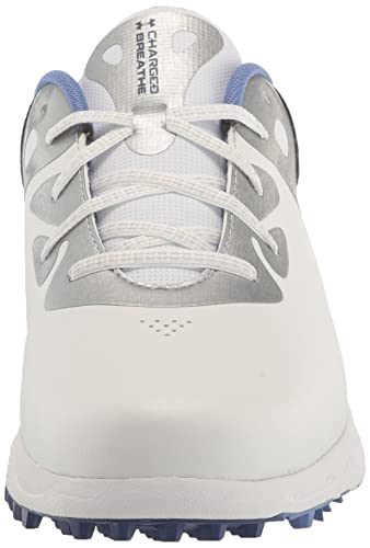 Under Armour Women's Charged Breathe 2 Spikeless Cleat, (100) White/Metallic Silver/Baja Blue, 8, US