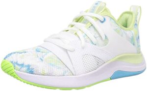 under armour women's charged breathe training shoe, (100) white/pale olive/fresco blue, 10, us