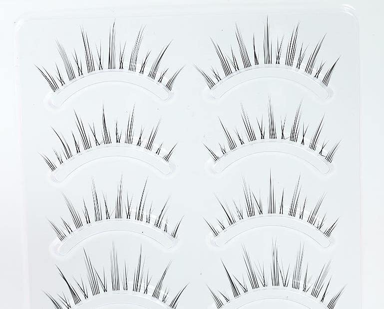 LASGOOS Fake Eyelashes Natural Look False Eye Lashes Daily Strip Cross Clear Band 6-12mm Cross Lashes Invisible Thin band Cute Lash for Wedding Daily Work Eye Makeup 5 Pairs