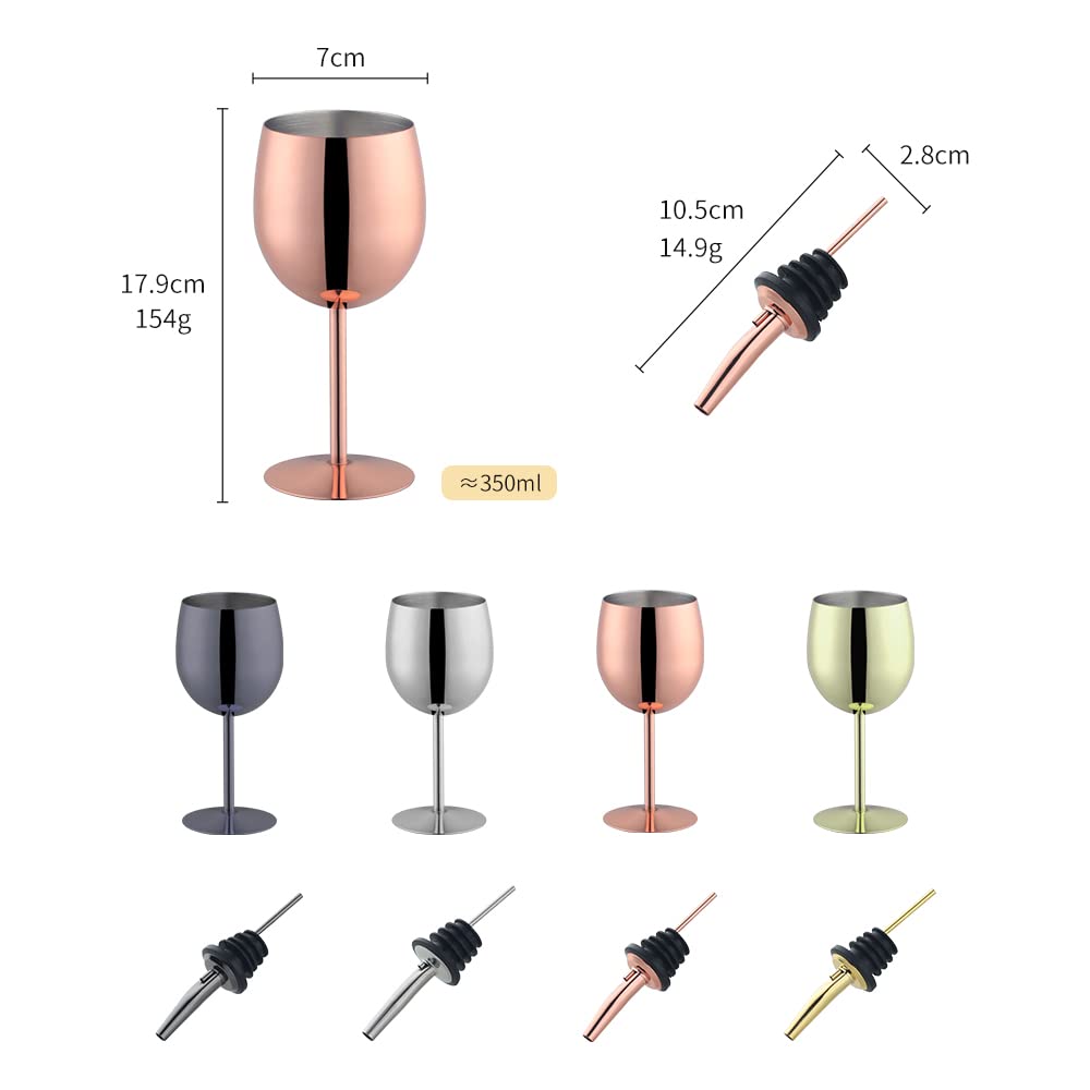 Buy Go! Stainless Steel Wine Glass,BuyGo 2-Pack Stemmed Rose Gold Wine Glasses with Pourer,Unbreakable Wedding Goblets Drinkware for Champagne,Cocktail,12 Oz