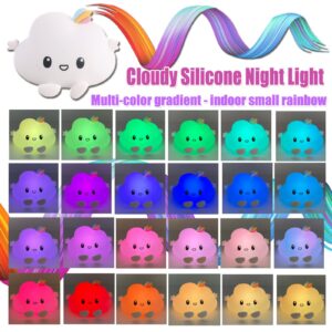 Coniengk Kids Night Lights for Room, USB Rechargeable Night Light with 7 LED Colors Changing, Portable Silicone Baby Night Lamp, Birthday Gifts for Girls, Boys, Teens, Children(Rainbow Clouds)