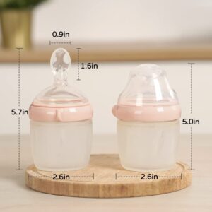 haakaa Gen.3 Silicone Feeding Spoon Bottle Peach (5oz./160ml) - Silicone Food Dispensing Spoon with Dust-Proof Cap, Homemade Food Squeeze Feeder Spoon for 6M+