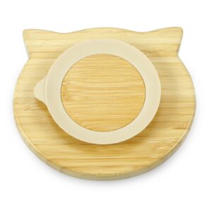 PandaEar Bamboo Wooden Baby Plates with Suction- Divided Unbreakable- Non-Slip (Owl Shape)