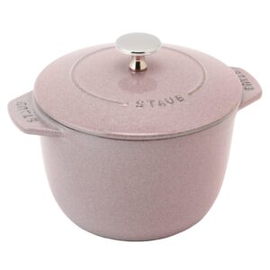 staub la cocotte de gohan 40508-854 chiffon rose m 6.3 inches (16 cm) rice pot, 2 pieces, cast iron pot, rice cooker (genuine japanese product with serial number)