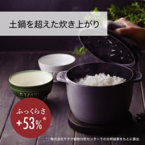 Staub La Cocotte de GOHAN 40508-854 Chiffon Rose M 6.3 inches (16 cm) Rice Pot, 2 Pieces, Cast Iron Pot, Rice Cooker (Genuine Japanese Product with Serial Number)