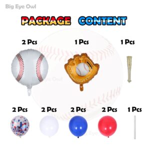 Baseball Balloons Birthday Party Supplies Decorations Glove Round Baseball Bat Theme Mylar Confetti Red and Blue white Foil Balloon Boy Baby Shower