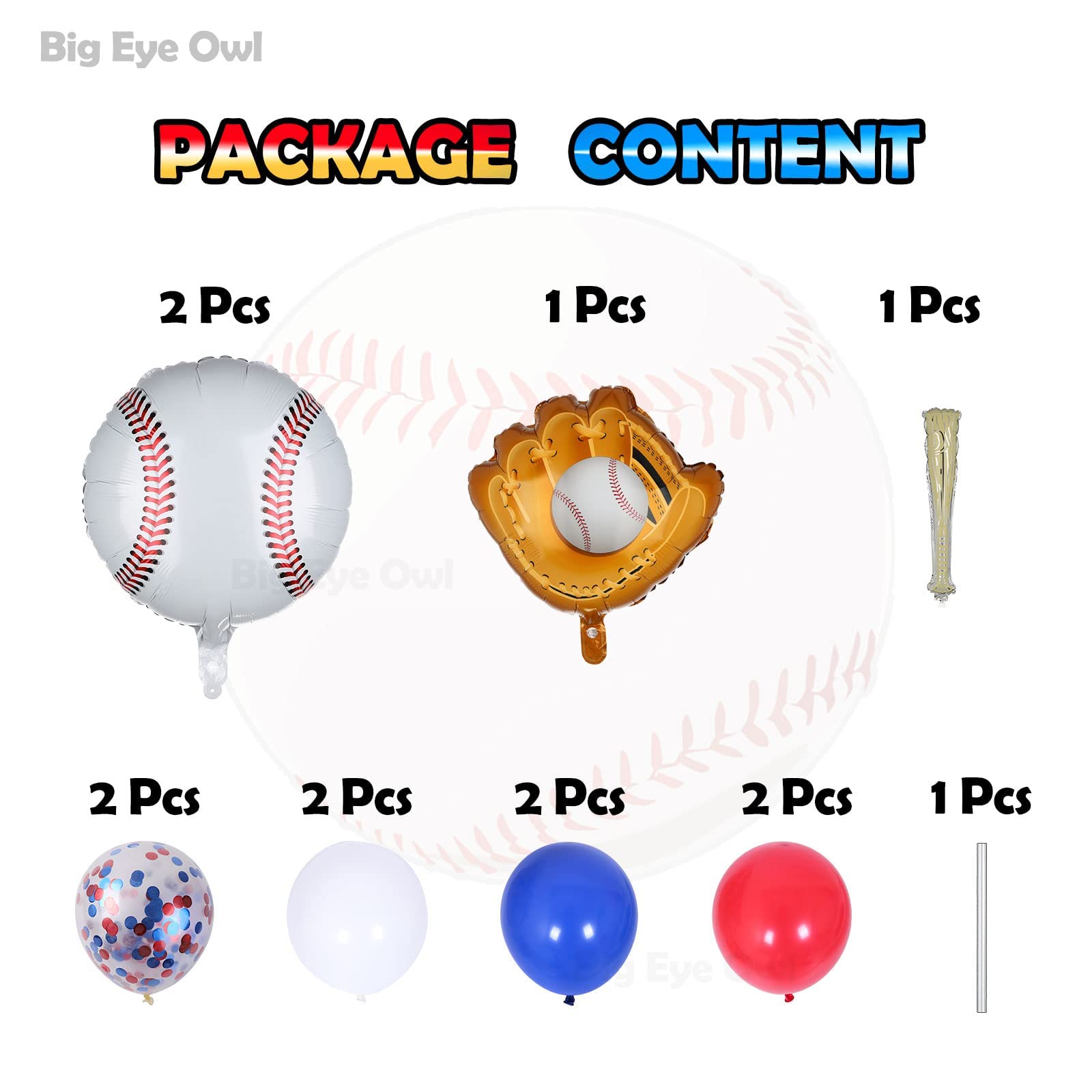 Baseball Balloons Birthday Party Supplies Decorations Glove Round Baseball Bat Theme Mylar Confetti Red and Blue white Foil Balloon Boy Baby Shower