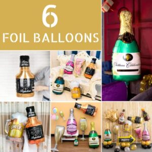 Nelton Whiskey Birthday Party Decorations, Aged to Perfection Birthday Party Supplies Include Backdrop, Banner, Cake Topper, 24 Cupcake Toppers, 6 Foil Balloons, Table Cloth