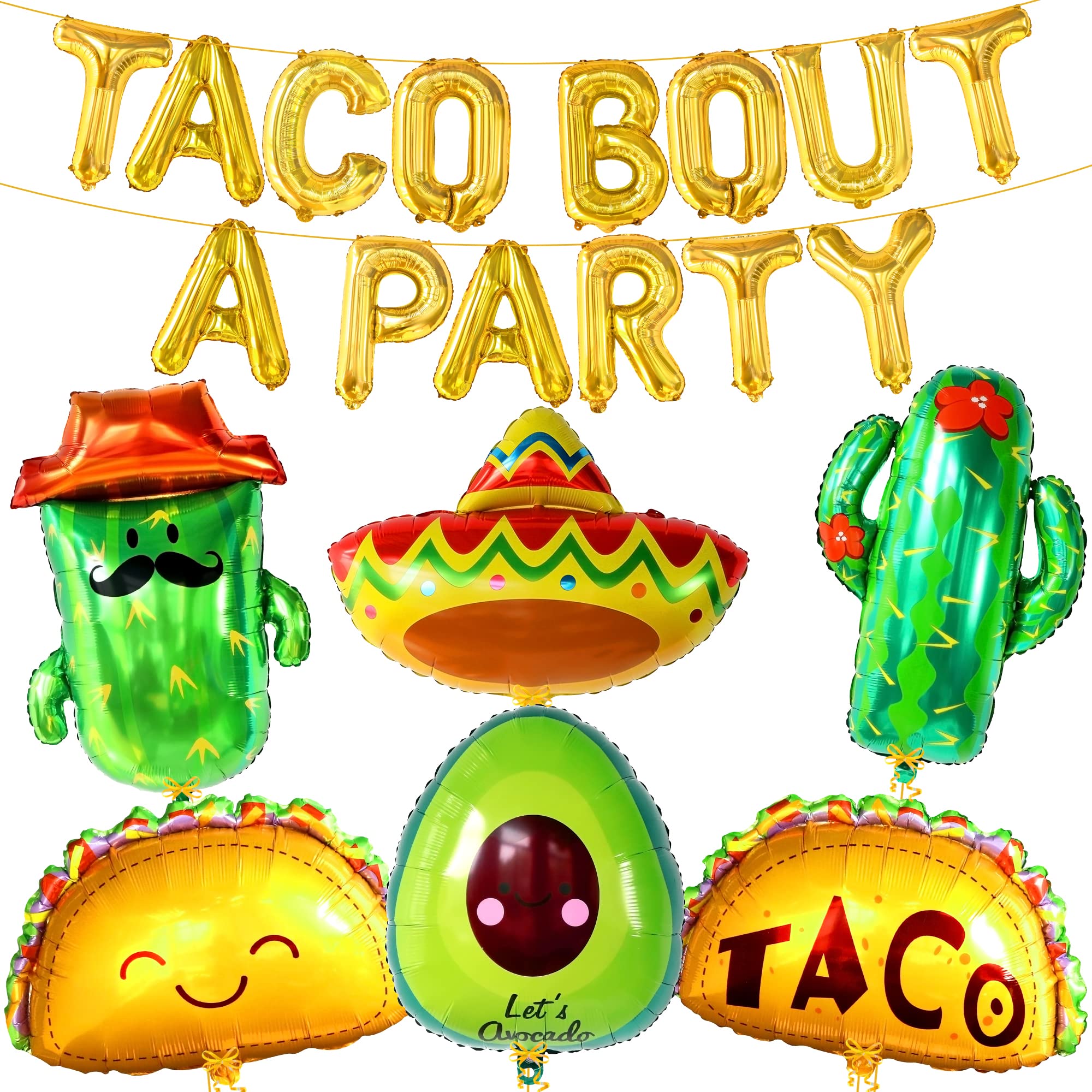 KatchOn, Huge 22 Pcs Taco Bout A Party Decorations - Cinco De Mayo Decorations | Taco Balloons, Mexican Balloons for Fiesta Party Decorations | Fiesta Balloons, Taco Party Decorations | Cactus Balloon