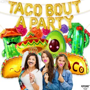 KatchOn, Huge 22 Pcs Taco Bout A Party Decorations - Cinco De Mayo Decorations | Taco Balloons, Mexican Balloons for Fiesta Party Decorations | Fiesta Balloons, Taco Party Decorations | Cactus Balloon