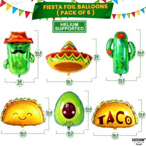 KatchOn, Huge 22 Pcs Taco Bout A Party Decorations - Cinco De Mayo Decorations | Taco Balloons, Mexican Balloons for Fiesta Party Decorations | Fiesta Balloons, Taco Party Decorations | Cactus Balloon