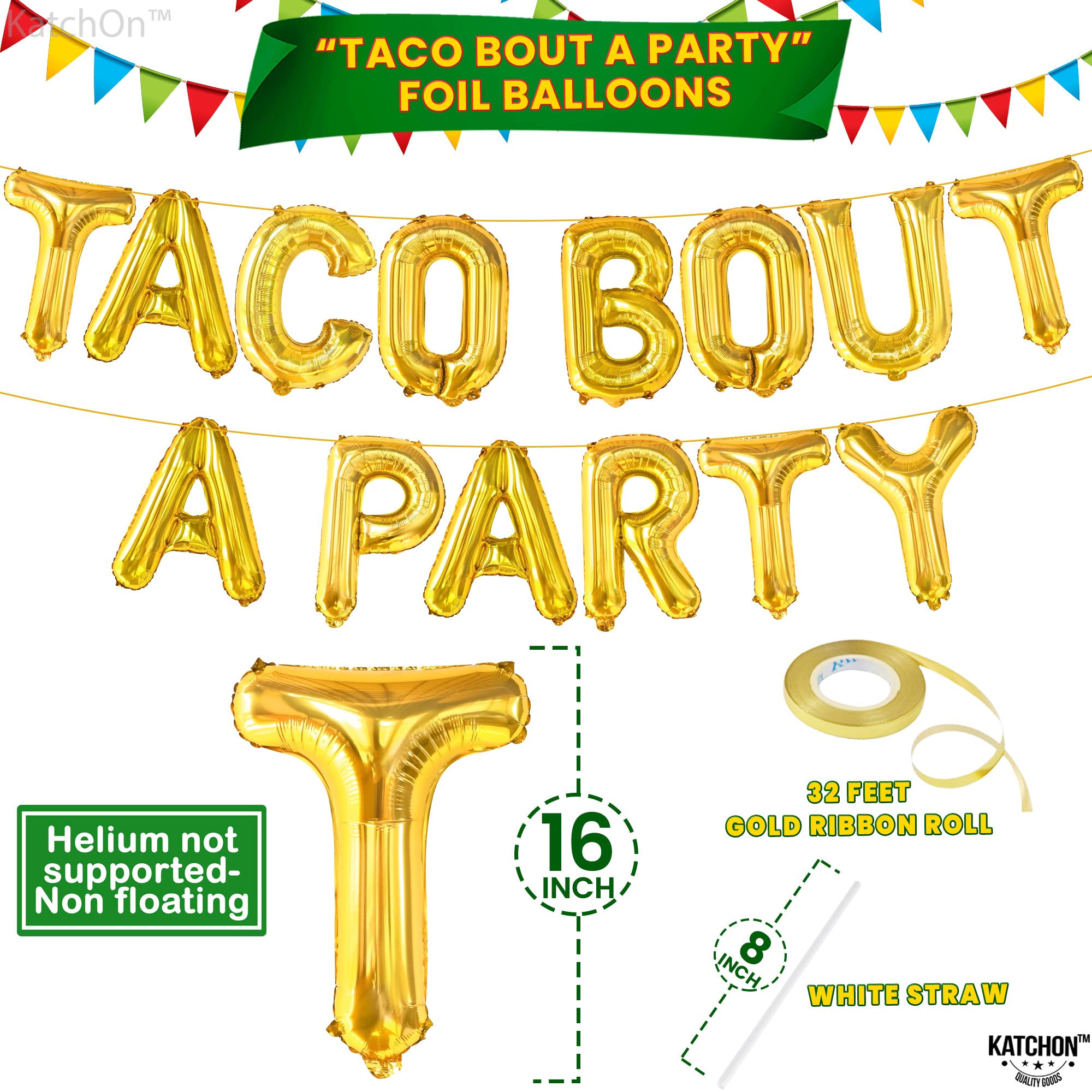 KatchOn, Huge 22 Pcs Taco Bout A Party Decorations - Cinco De Mayo Decorations | Taco Balloons, Mexican Balloons for Fiesta Party Decorations | Fiesta Balloons, Taco Party Decorations | Cactus Balloon