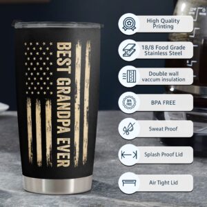 Macorner Gifts For Grandpa - Stainless Steel Tumbler American Flag 20oz For Papa - Birthday Gifts for Grandpa From Granddaughter Grandson - Fathers Day Gift for Grandpa From Daughter Son Wife Kids