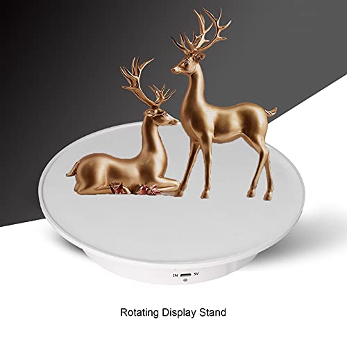 Motorized Rotating Display Stand,180° Electric Rotating Turntable, 3 Speed Adjustable Automatic Revolving Platform,20CM /Load 8KG,Rotating Display Stand for Photography Products Shows,(White)