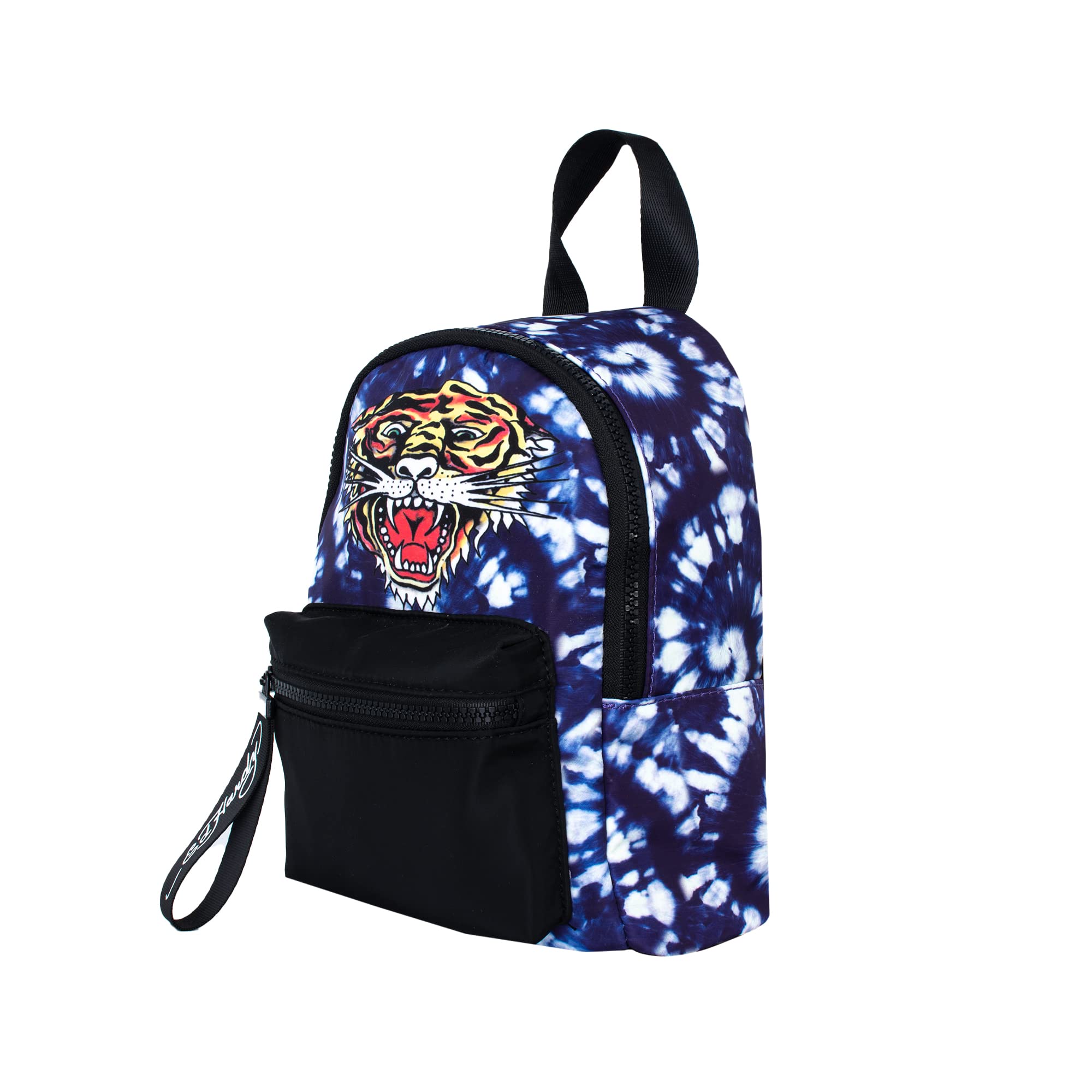 ED HARDY Unisex Blue Tiger On Tye Dye Nylon Backpack With Adjustable Shoulder Strap