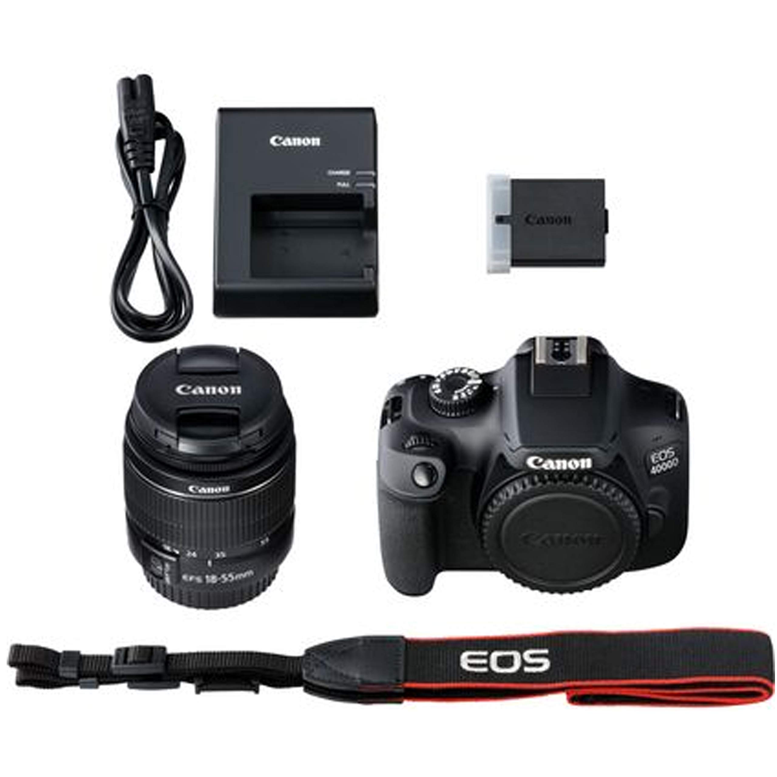 Canon EOS 4000D (Rebel T100) DSLR Camera w/EF-S 18-55mm F/3.5-5.6 Zoom Lens + 128GB Memory + Case + Tripod + Filters (36pc Bundle) (Renewed)