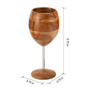 Designer Dark Acacia Wooden WUD Wine Glasses - Set of 2 - Wooden Wine Goblets Rustic Unique Cocktail, Champagne, Martini Natural Wood Glassware, Farmhouse Cup - Toasting Gifts For Him, Her 12 oz