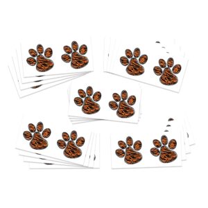 FashionTats Tiger Print Paw Prints Temporary Tattoos | 20 Pack | Skin Safe | MADE IN THE USA | Removable