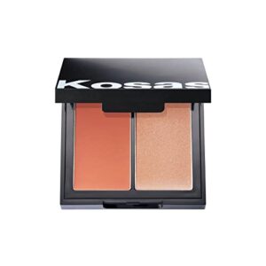 kosas color & light palette - cream | blush & highlighter cheek duo, (velvet melon high intensity)