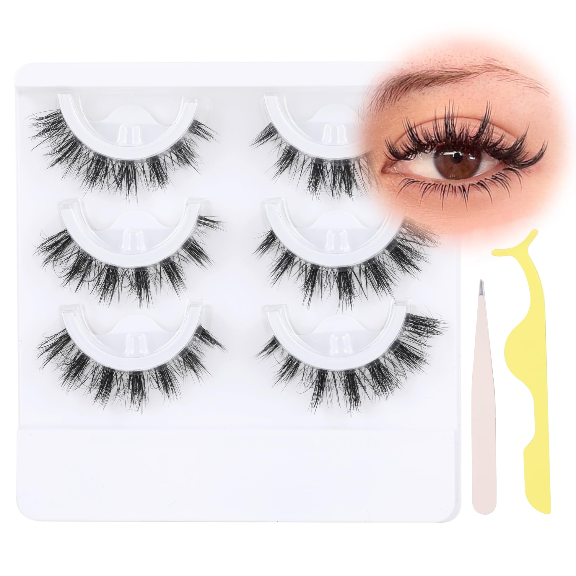 20 Pairs Lashes False Eyelashes Natural Look Wispy Cat Eye Mink Lashes Fluffy D Curl Fake Eye Lashes 3D Dramatic Long Thick Russian Strip Lashes Pack by Mavphnee