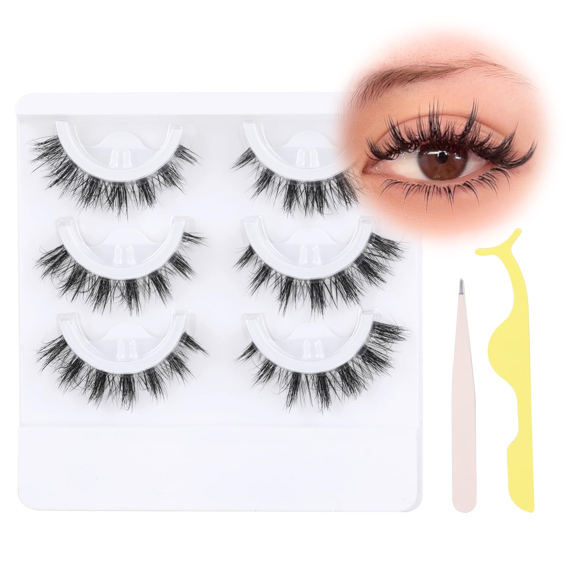 20 Pairs Lashes False Eyelashes Natural Look Wispy Cat Eye Mink Lashes Fluffy D Curl Fake Eye Lashes 3D Dramatic Long Thick Russian Strip Lashes Pack by Mavphnee