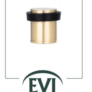 EVI | Doorstop | 0.8'' X 0.98'' | Threaded Base | Black Natural Silicone Rubber | Matte Finished Brass | Includes Screw + Fastening Plug | Pack 2X Model I-180-MT