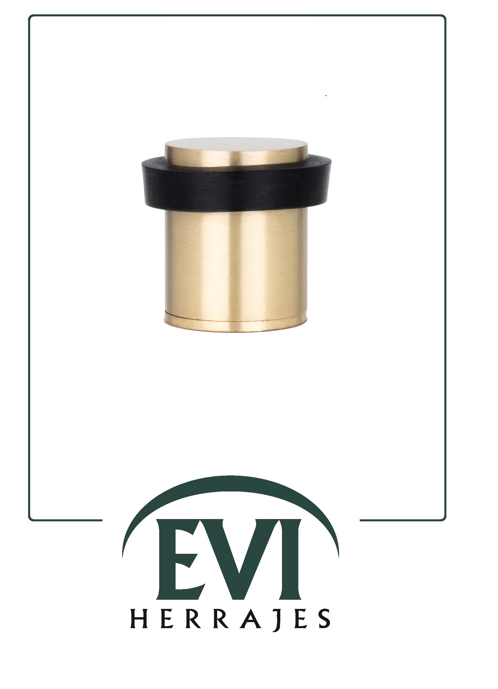 EVI | Doorstop | 0.8'' X 0.98'' | Threaded Base | Black Natural Silicone Rubber | Matte Finished Brass | Includes Screw + Fastening Plug | Pack 2X Model I-180-MT