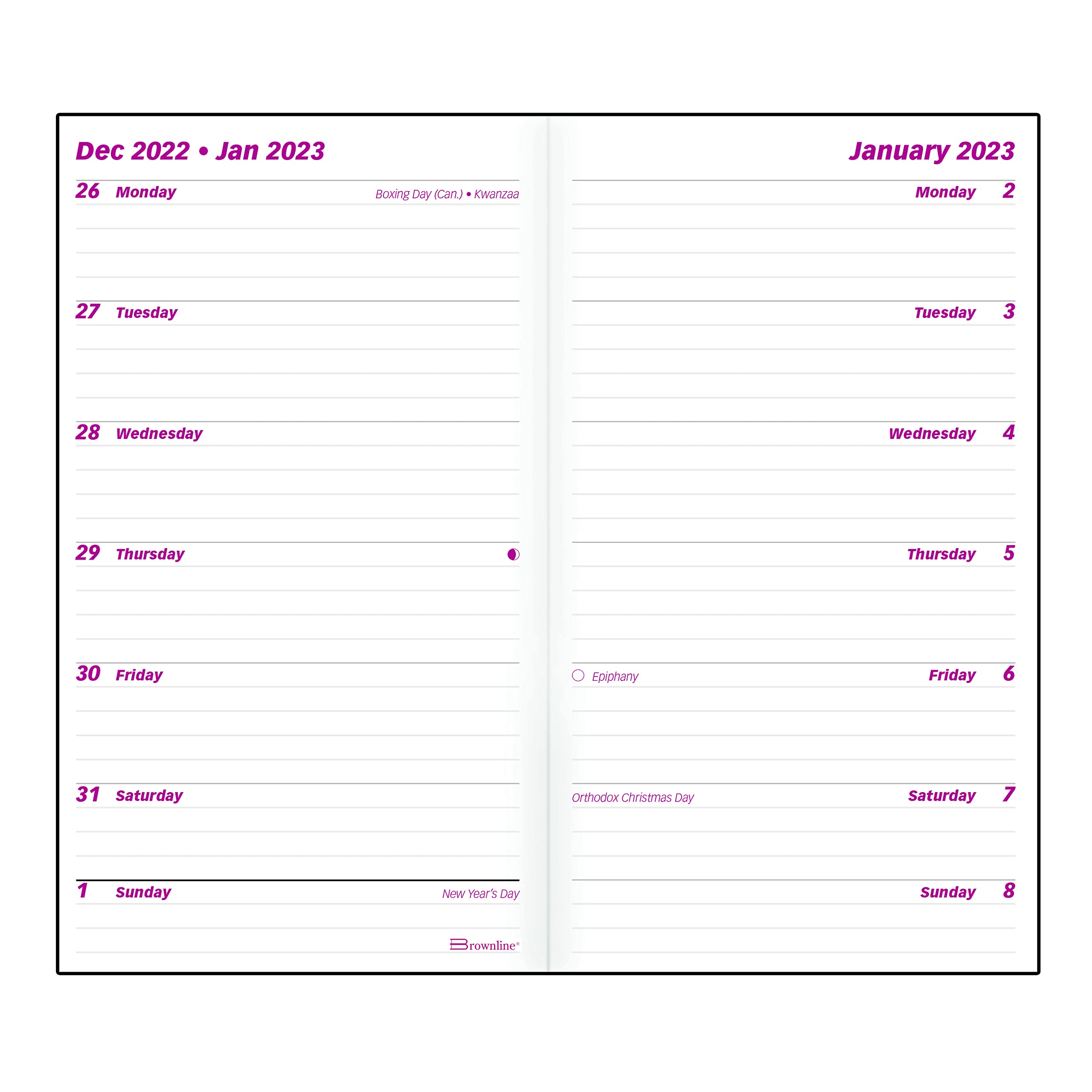 Brownline 2023 Essential Two-Week Pocket Planner, 12 Months, January to December, Stitched Binding, 6" x 3.5", Black (C5626.81Z-23)