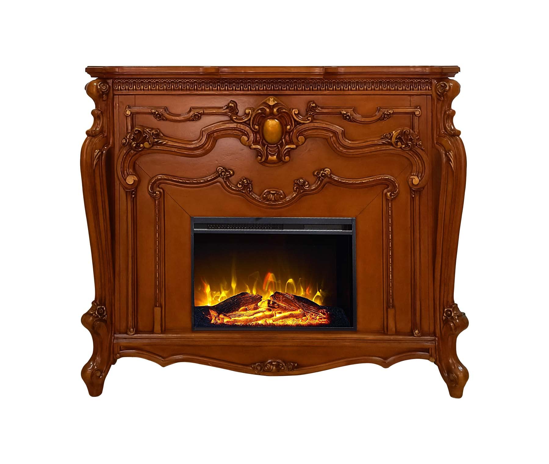 Electric Fireplace Infrared Heater in Honey Finish